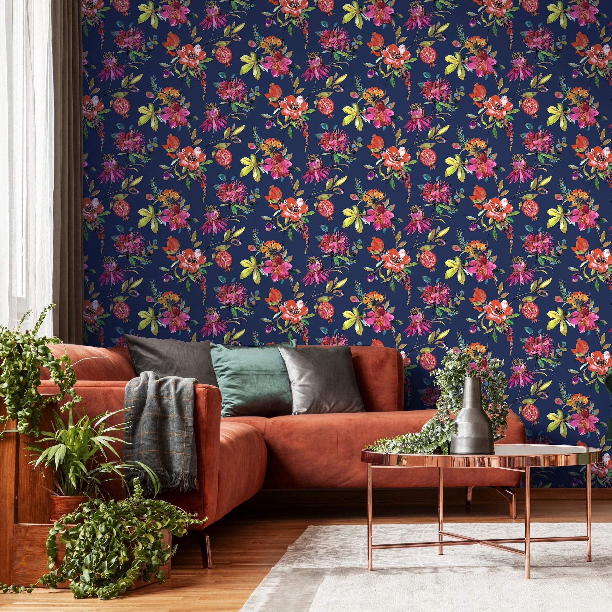 Melgrano Floral Navy Flower Wallpaper| Holden Decor | 90521